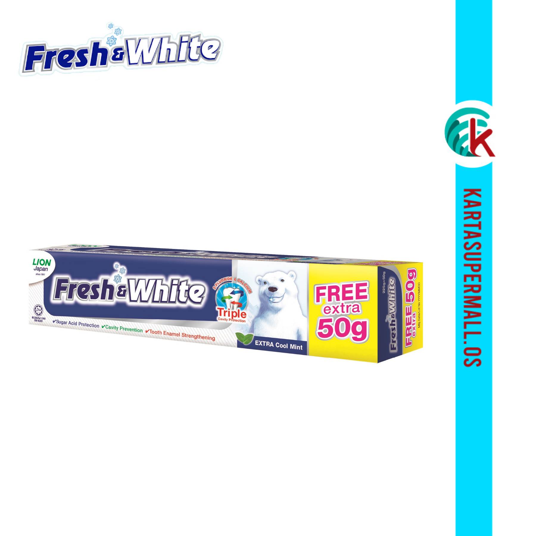 Fresh & White Toothpaste (Extra Cool Mint) 225g + 50g - Karta Supermall