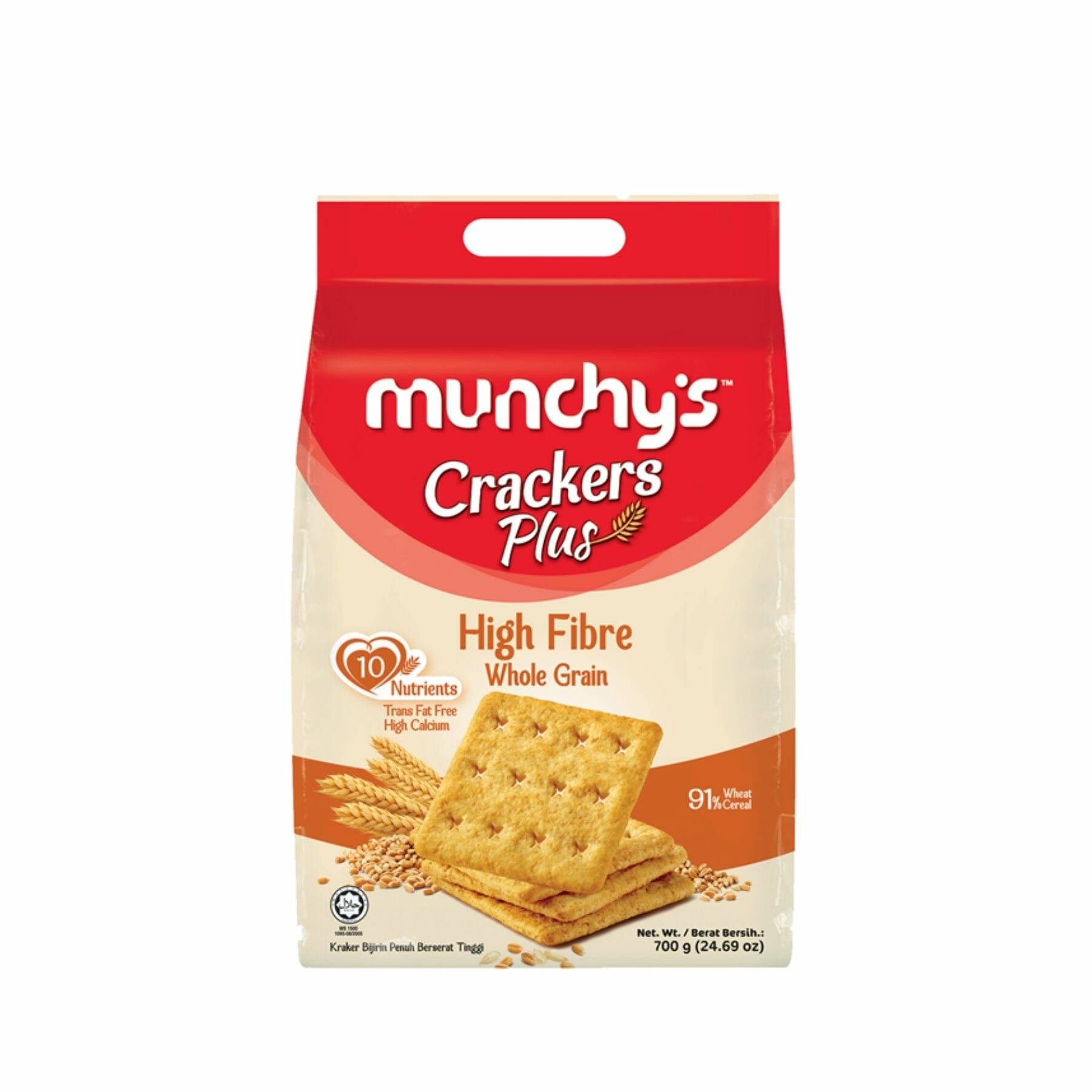 Munchy's Crackers Plus High Fibre Whole Grain 700g - Karta Supermall